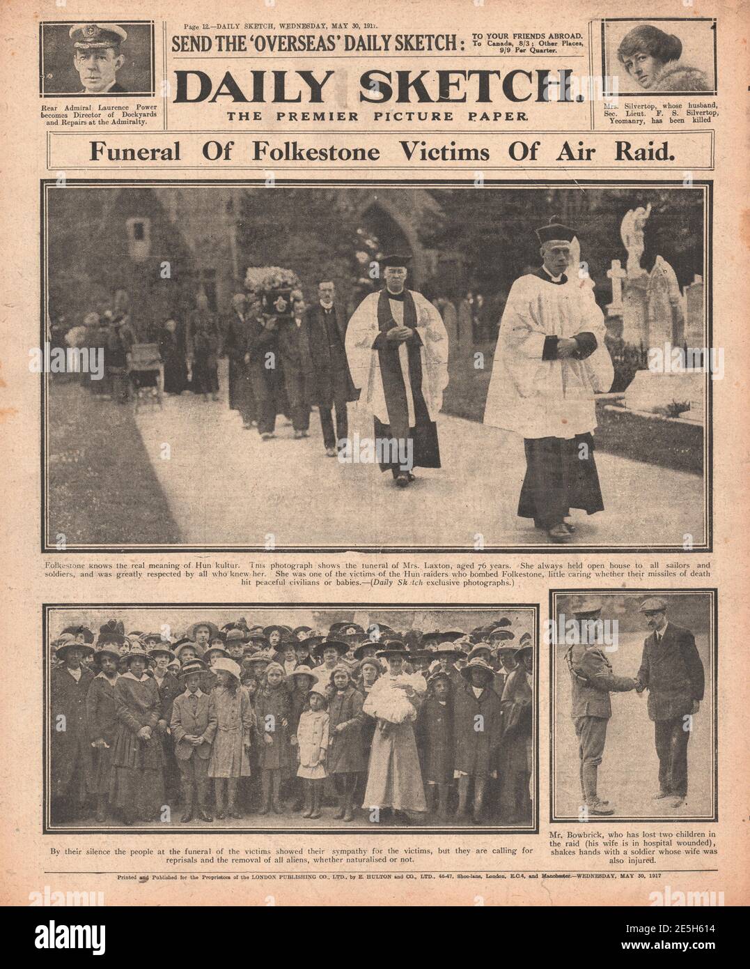 1917 Daily Sketch, Funeral of Gotha Raids Victims Stock Photo - Alamy