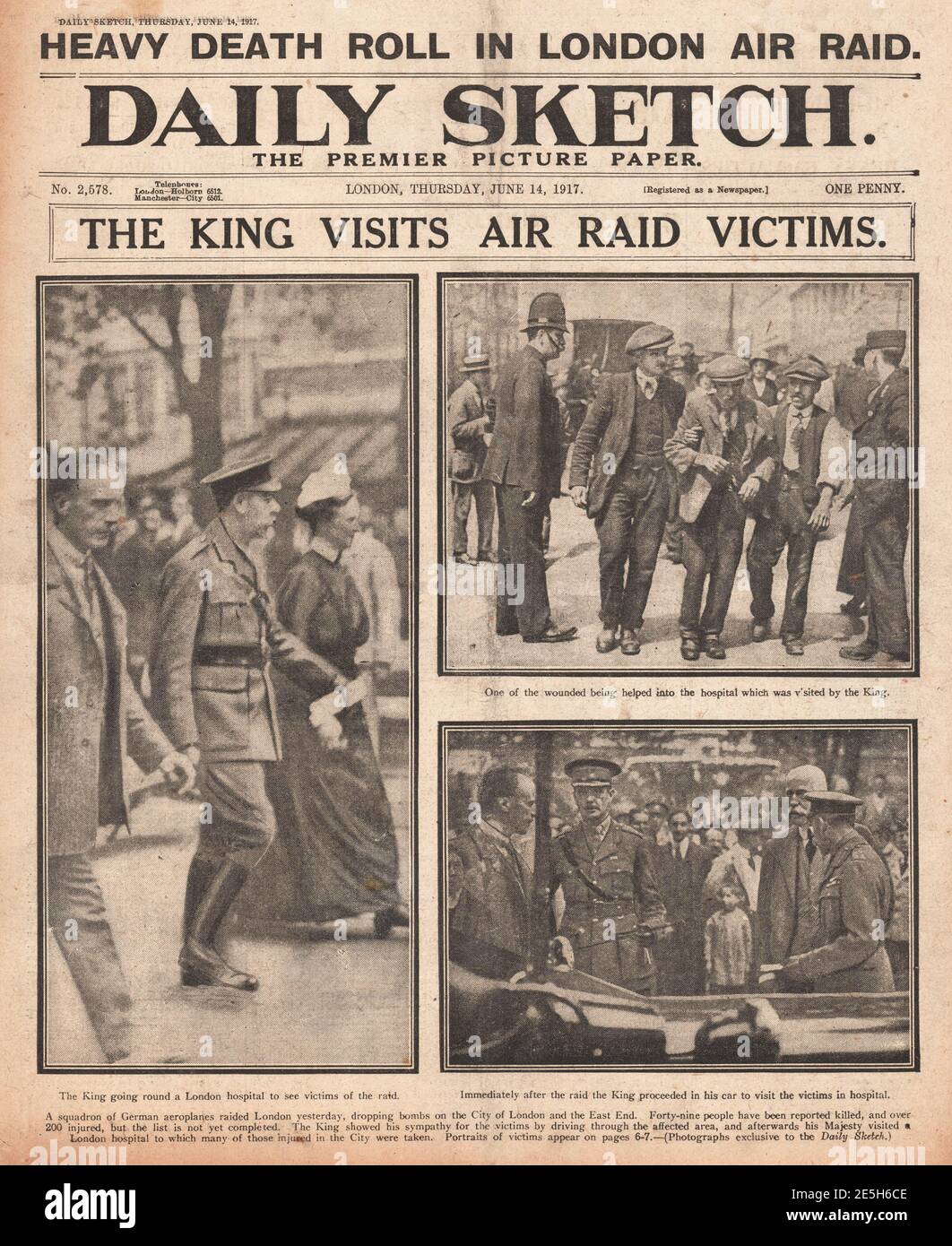 1917 Daily Sketch Gotha Raids on London Stock Photo - Alamy