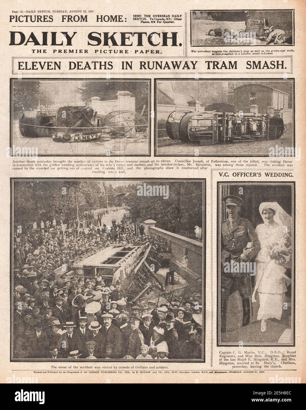 1917 Daily Sketch Tram Disaster in Dover Stock Photo - Alamy