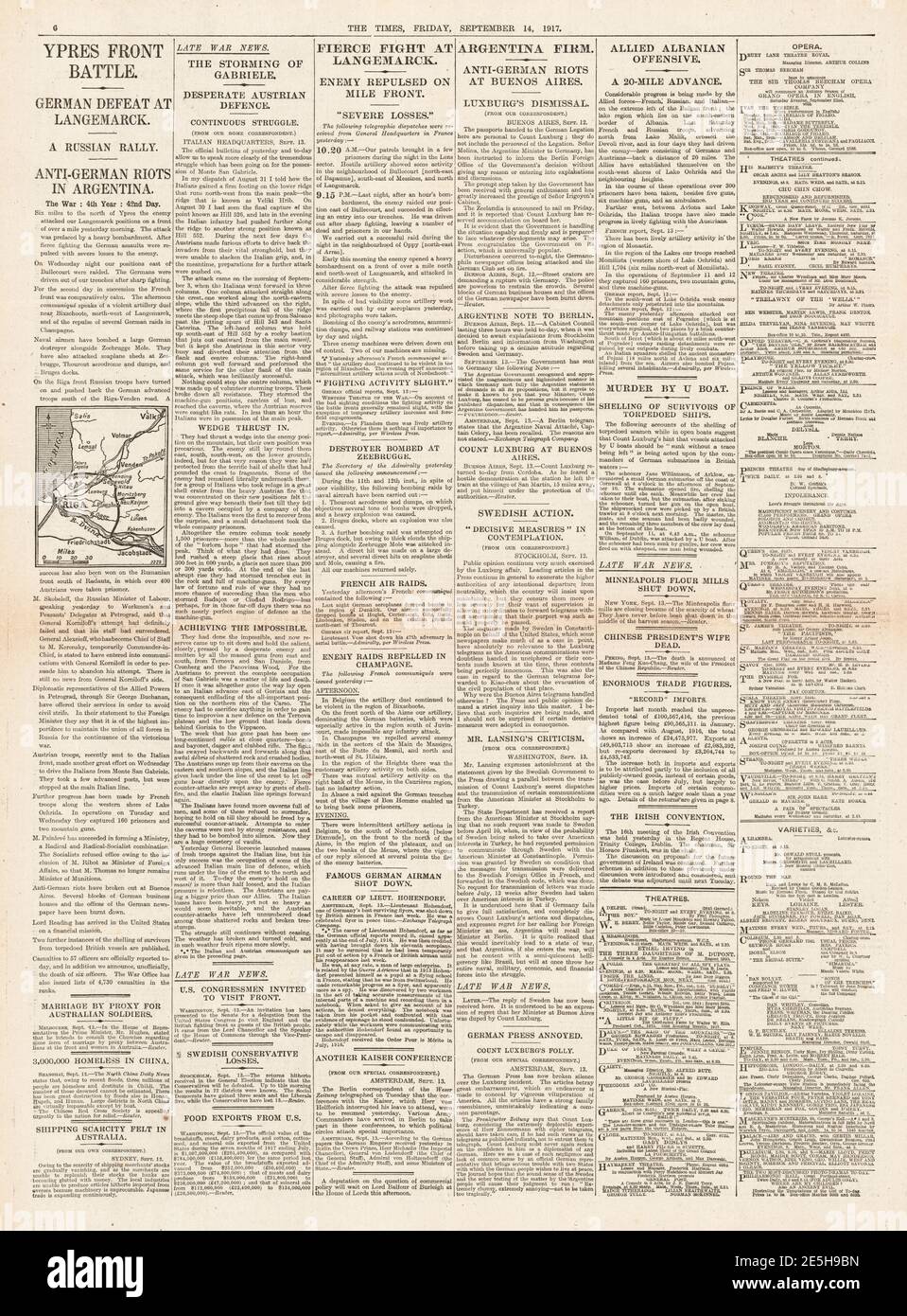 1917 The Times Battle of Ypres, Battle of Passchendaele, Passendale ...