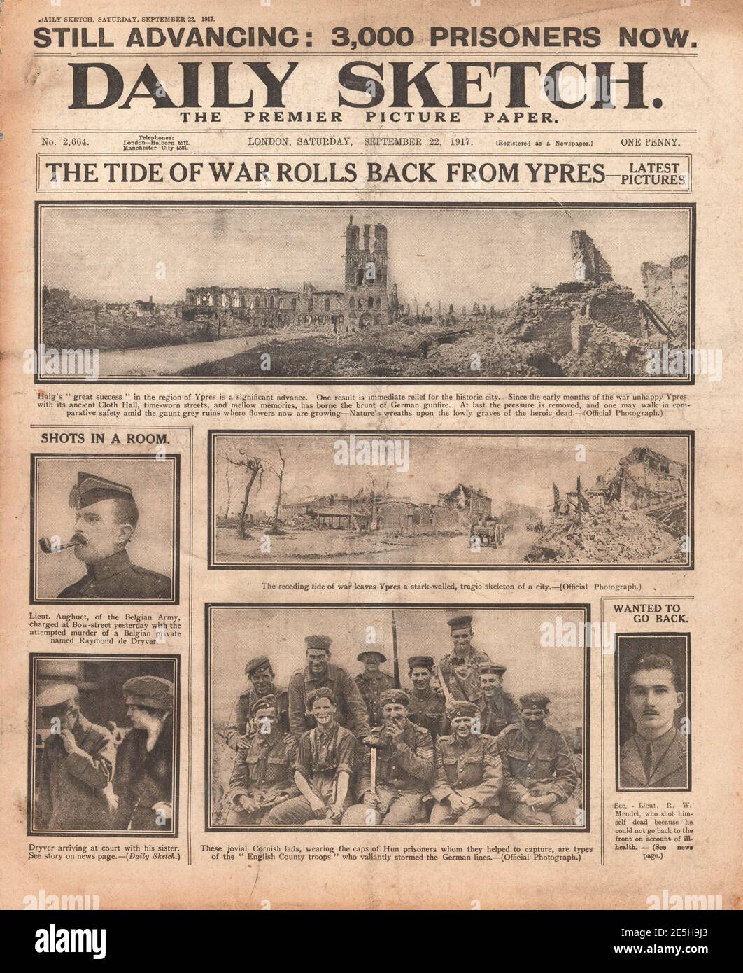 1917 Daily Sketch Battle of Ypres, Battle of Passchendaele, Passendale ...