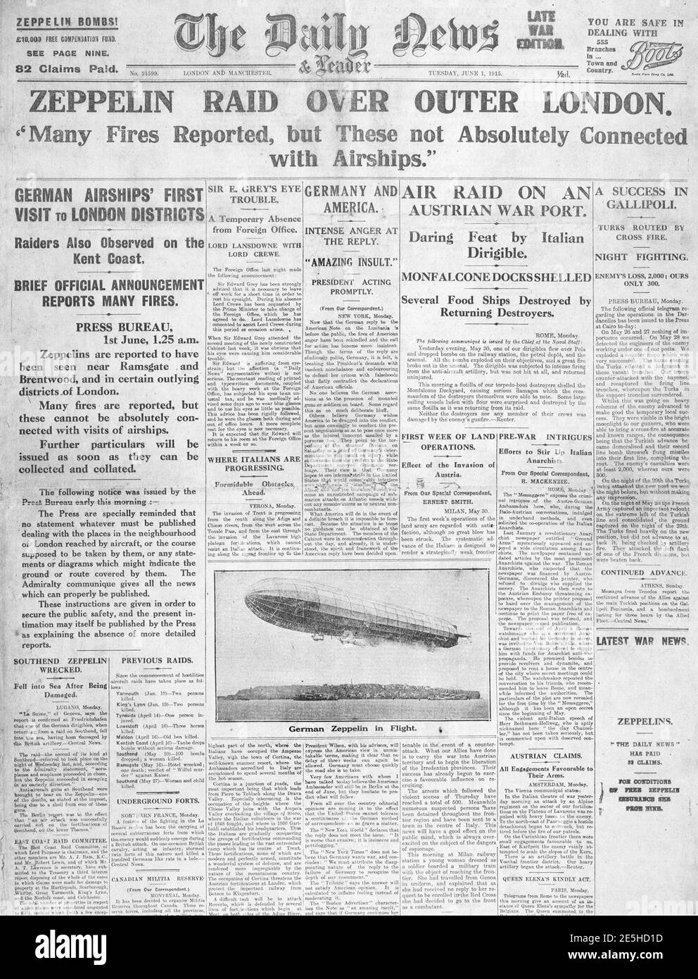 Zeppelin raid on london hi-res stock photography and images - Alamy