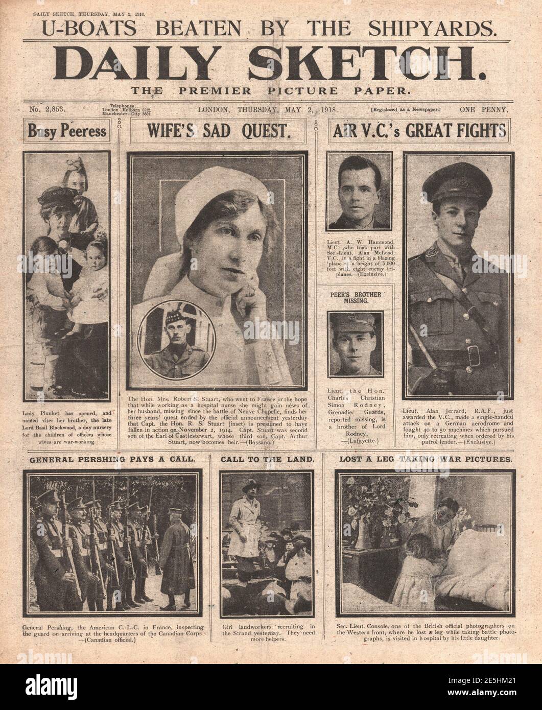 1918 Daily Sketch Alan Jerrard awarded VC Stock Photo - Alamy