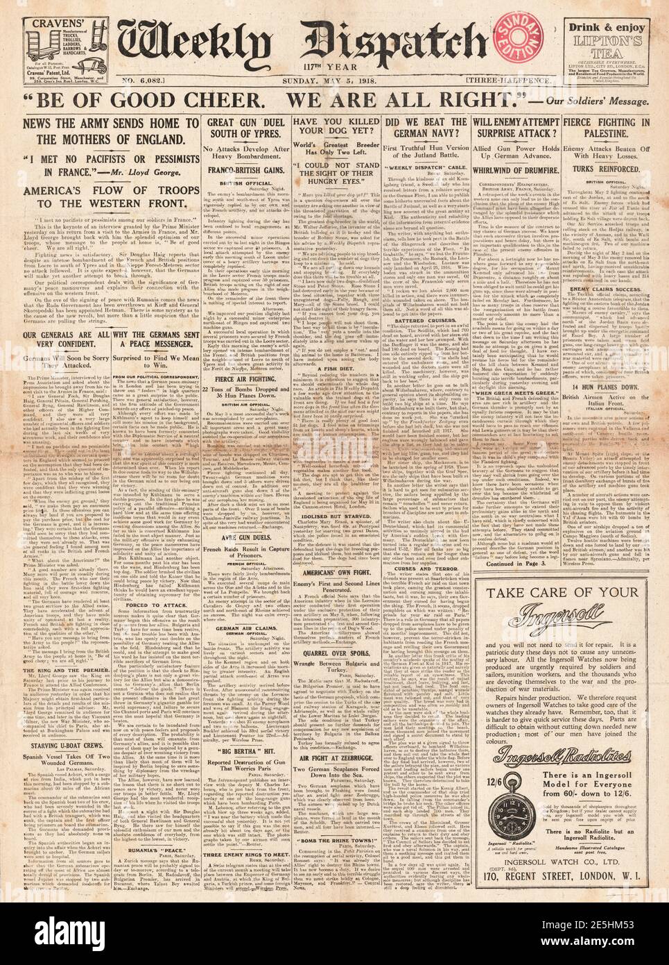 1918 Weekly Dispatch British soldiers in good cheer Stock Photo - Alamy