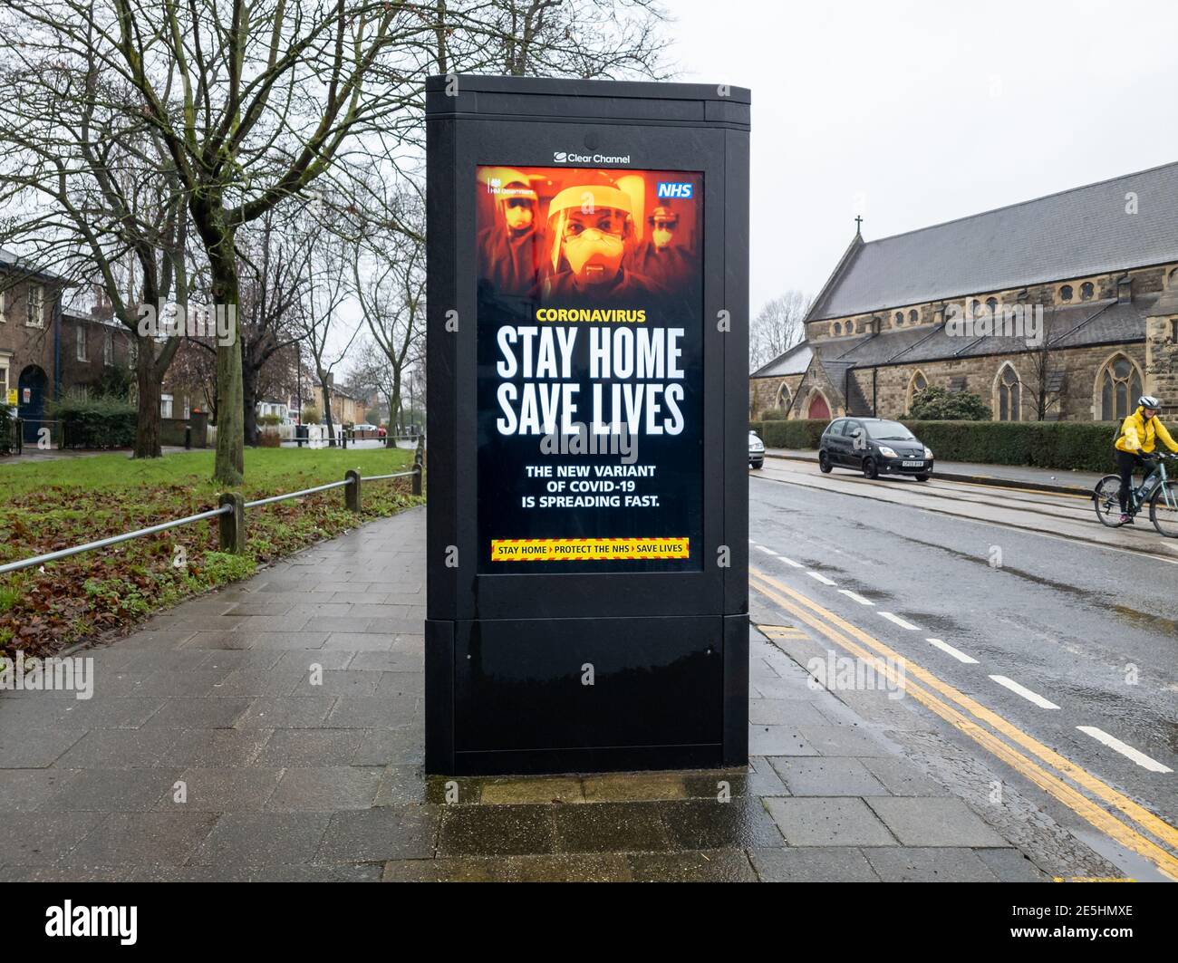 A government billboard advertisement in the street telling the public ...