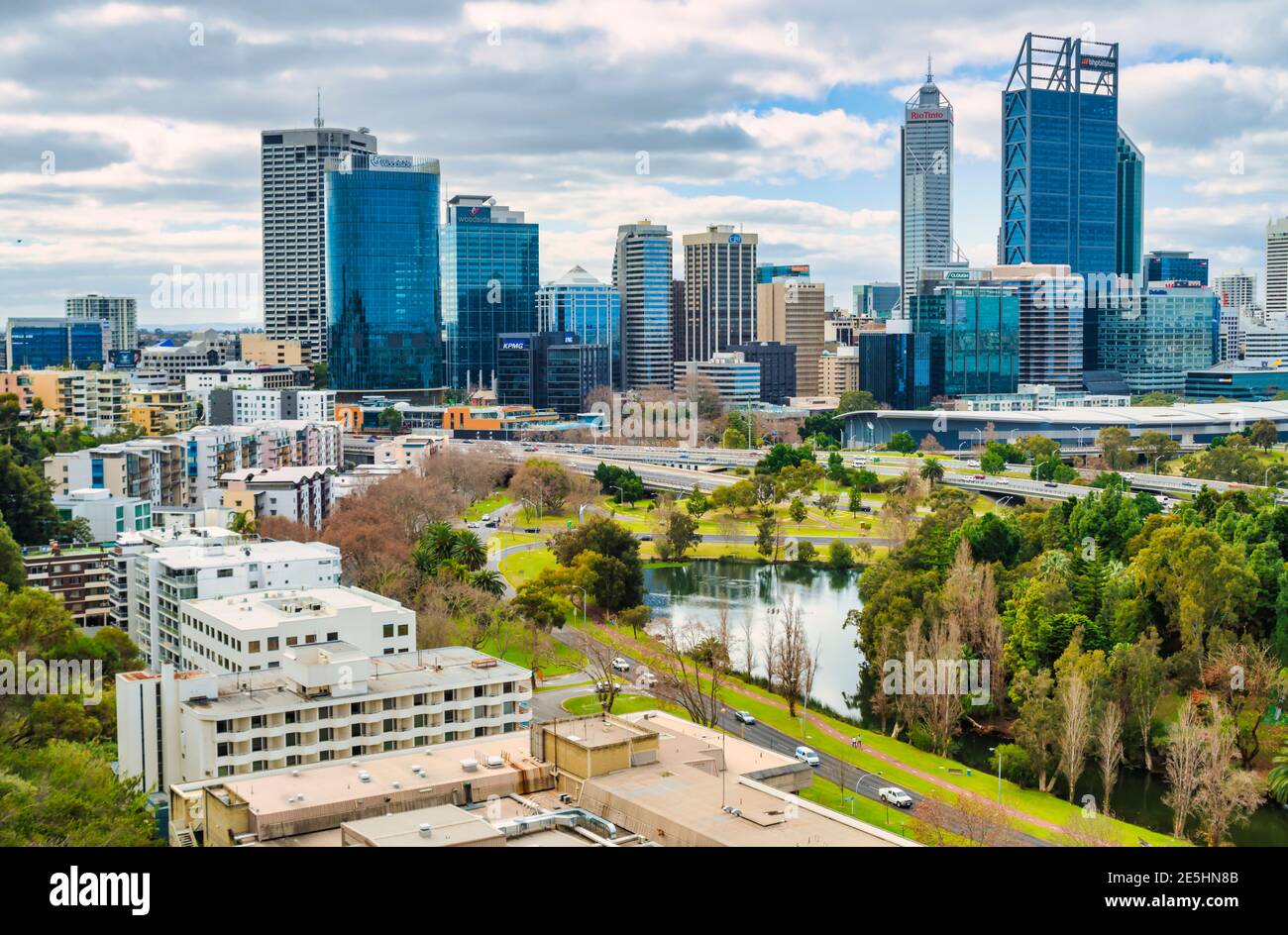 Skyline of Perth, Central Business District view from King's Park ...