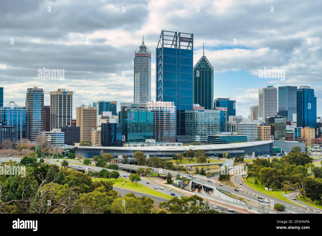 Skyline of Perth, Central Business District view from King's Park ...