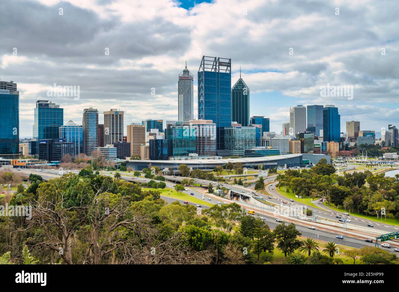 Skyline of Perth, Central Business District view from King's Park ...