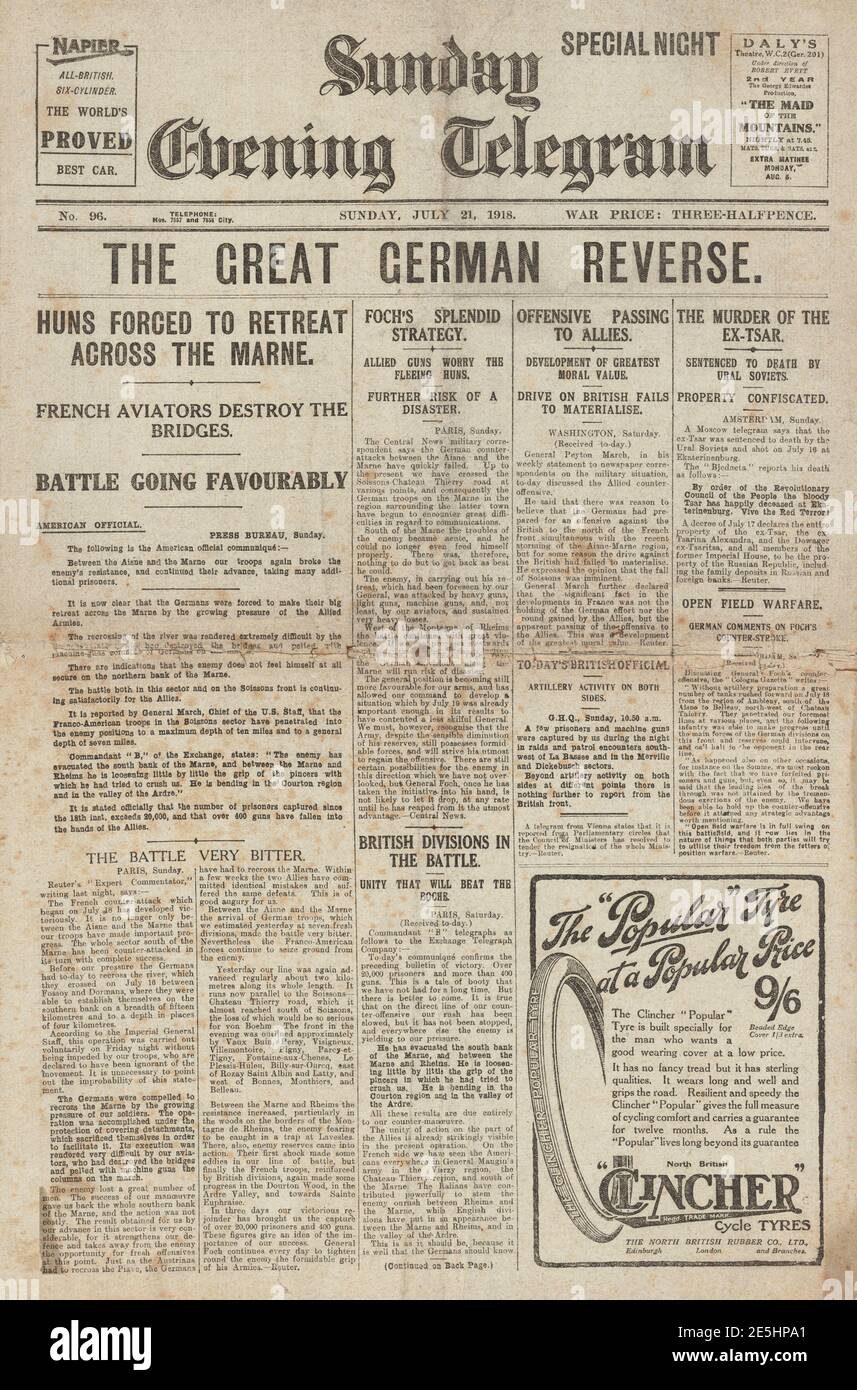 1918 Sunday Evening Telegram Murder of Russian Royal Family Stock Photo ...