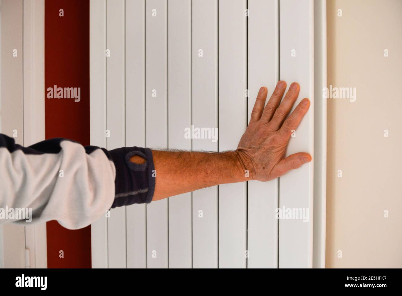 Modern gas radiator in a house Stock Photo - Alamy