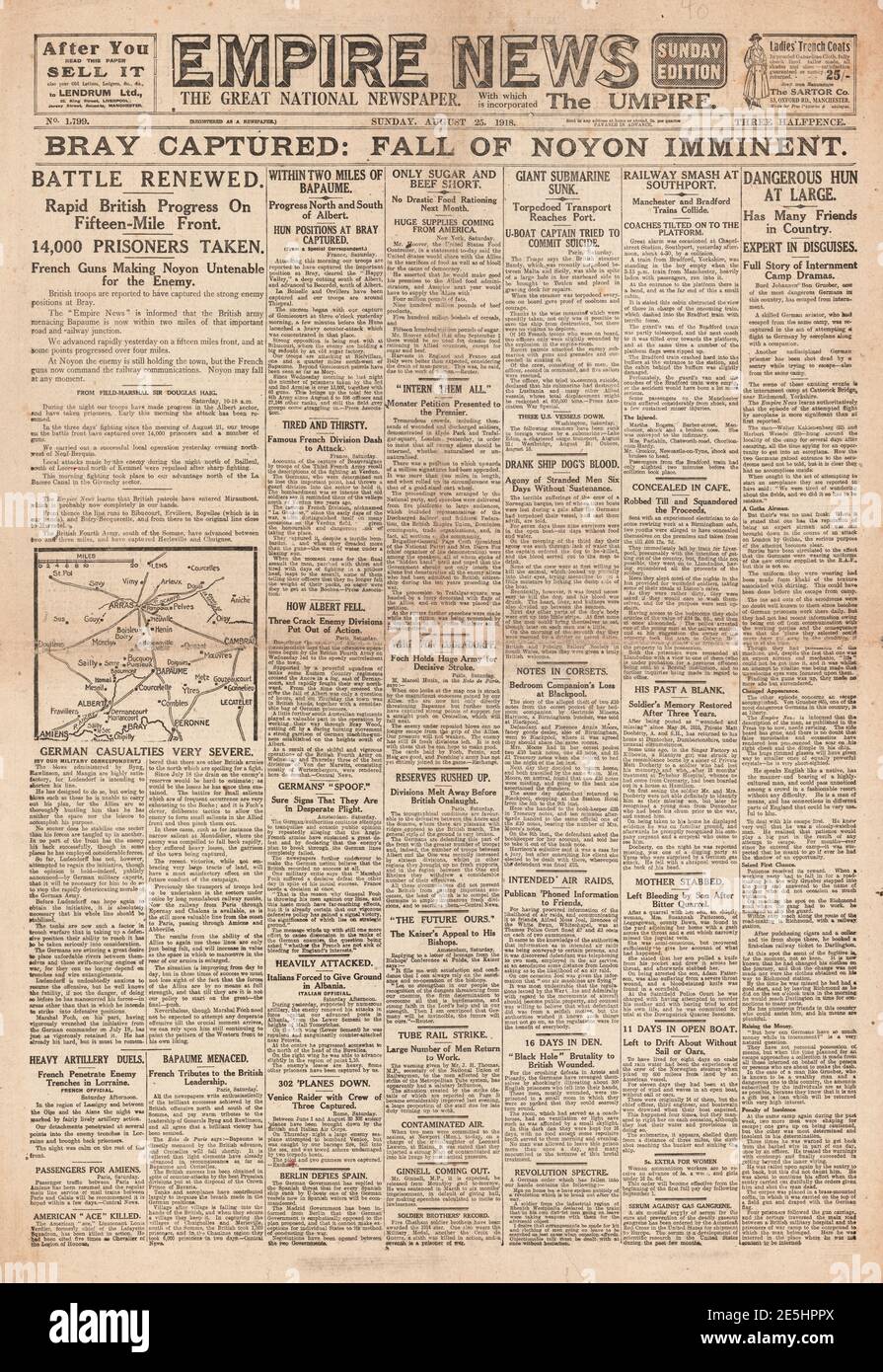 1918 Empire News British army capture Bray Stock Photo - Alamy