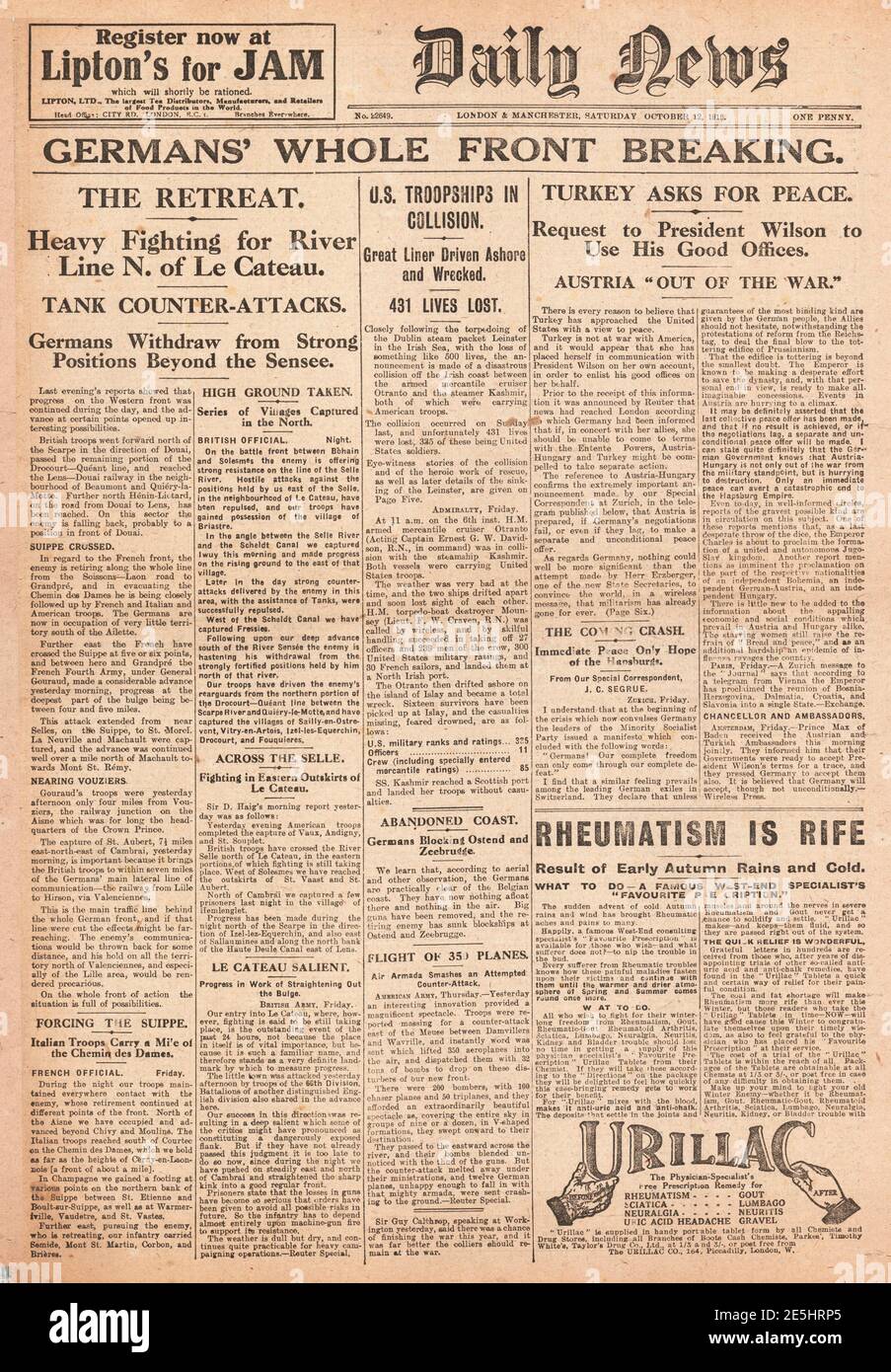 Hindenburg line german retreat hi-res stock photography and images - Alamy