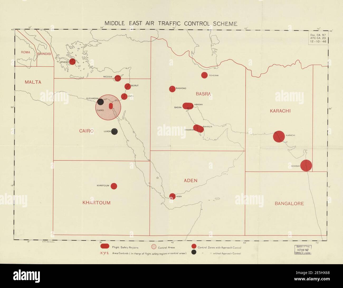 Middle East air traffic control scheme Stock Photo - Alamy