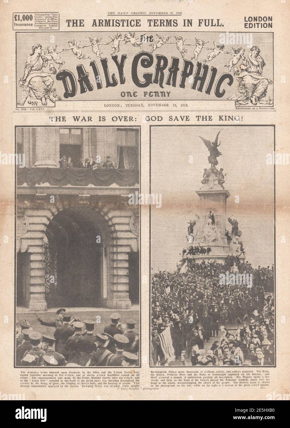 Newspaper headline end world war 1 hi-res stock photography and images ...