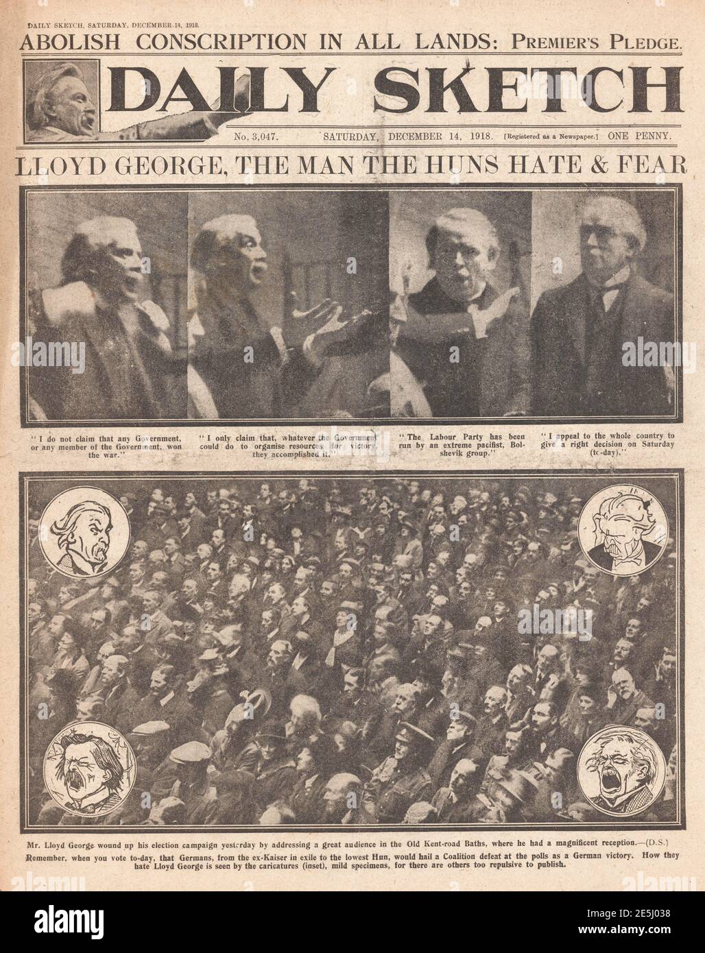 1918 Daily Sketch front page UK General Election Stock Photo - Alamy
