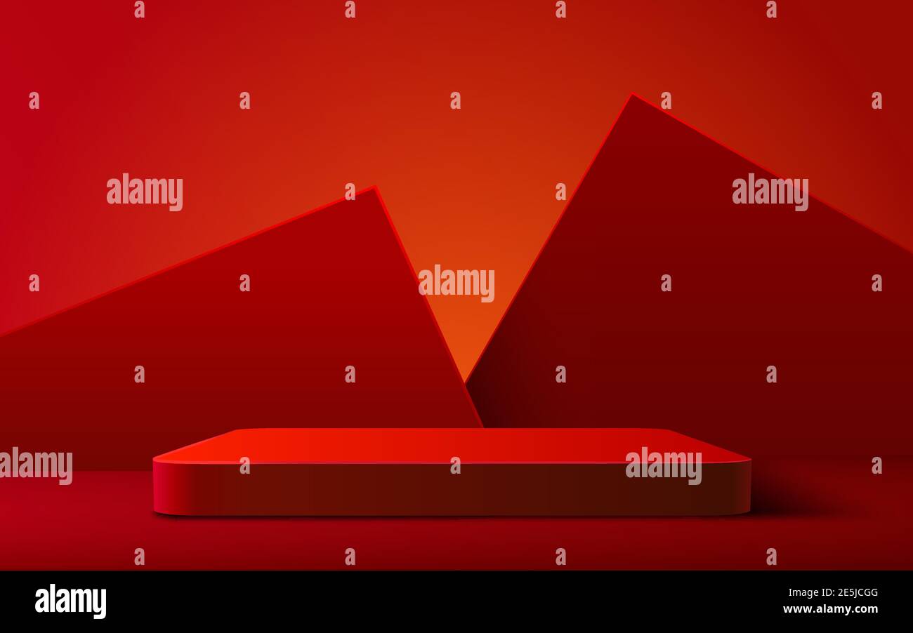 Abstract scene background. Rectangle podium on red background. Product ...