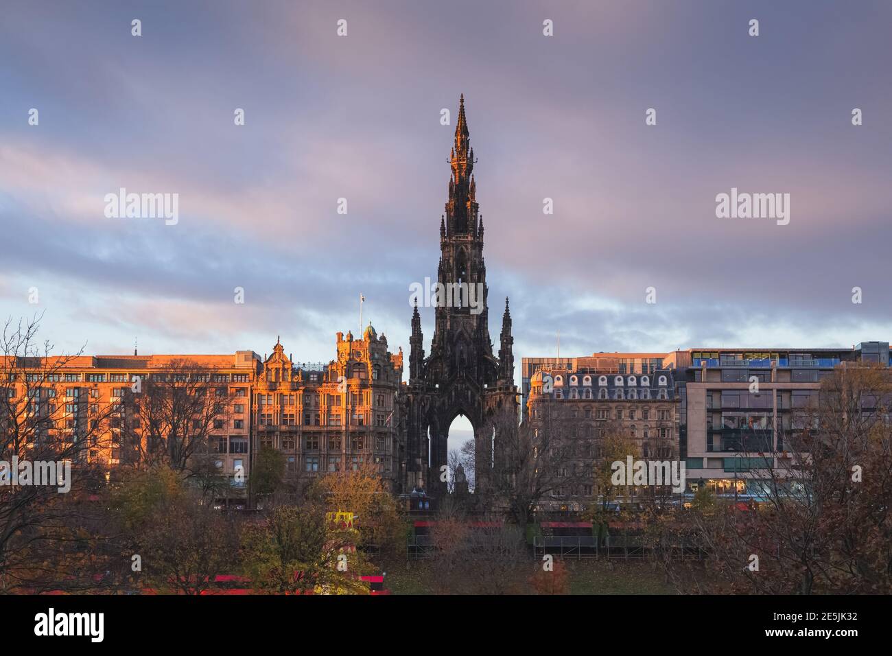 View of the Sir Walter Scott Monument and new town skyline from Old ...