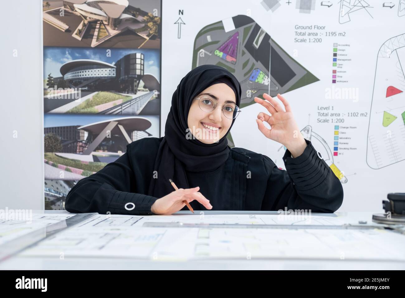 Cool arab female architect working so hard Stock Photo - Alamy