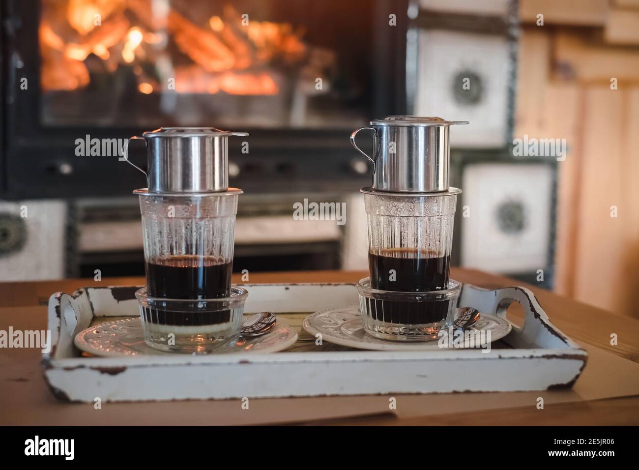 Traditional method alternative making of the vietnamese coffee Stock ...