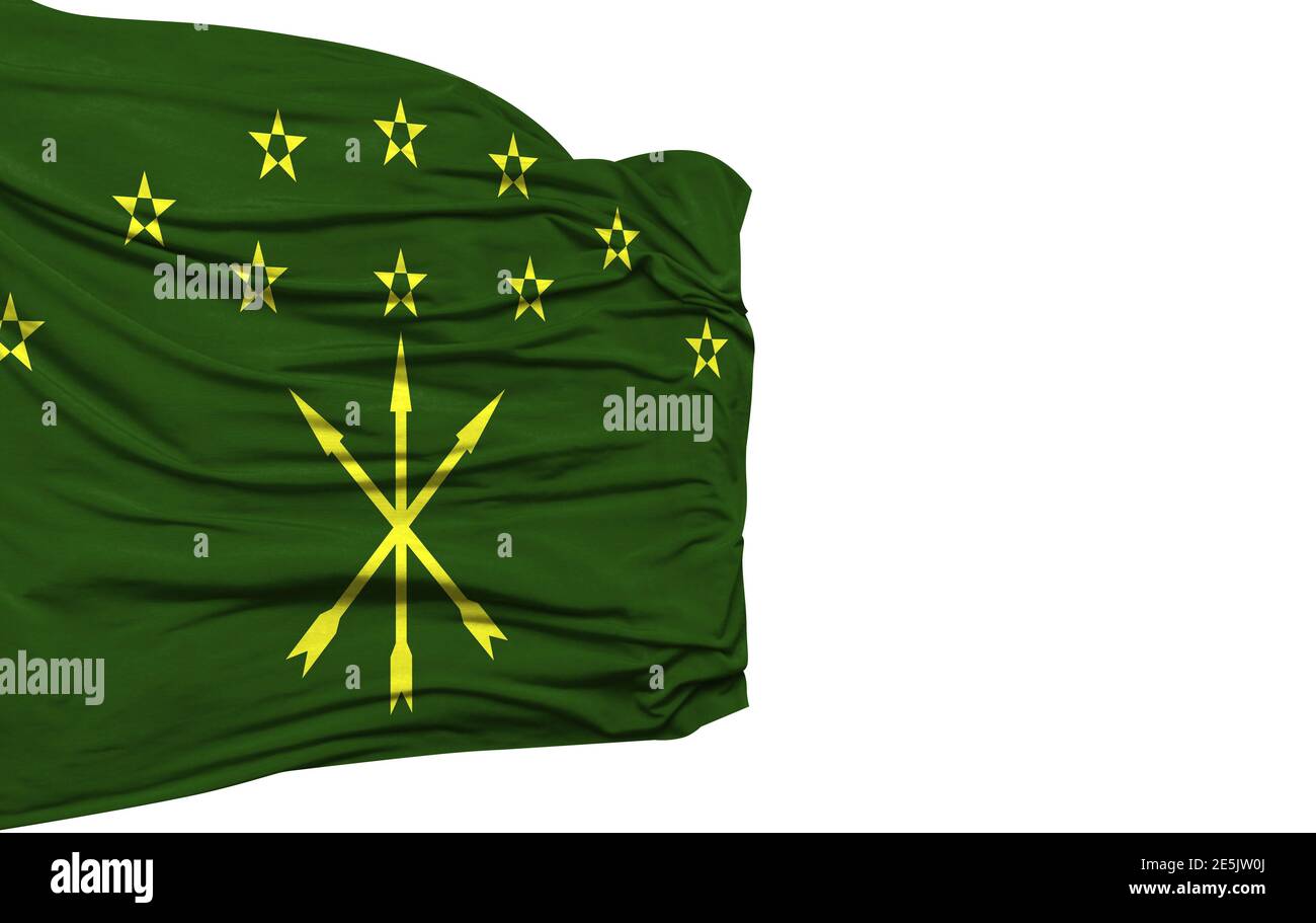 Adygea flag isolated on white background Stock Photo - Alamy