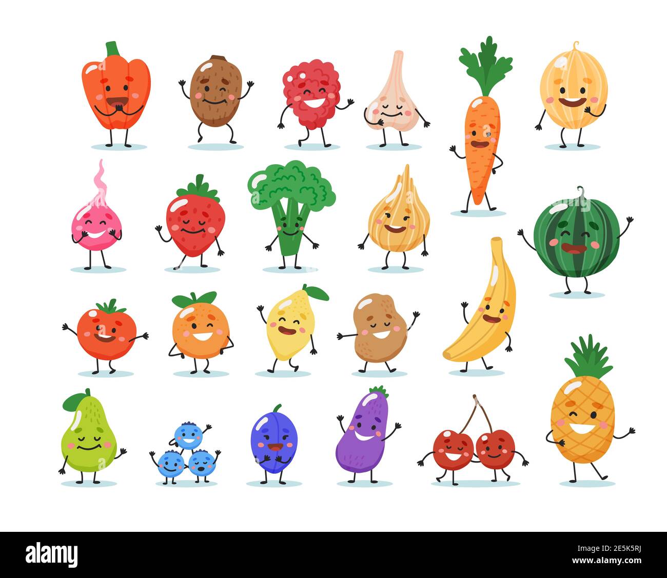 Fruits and vegetables characters. illustration Stock Photo - Alamy