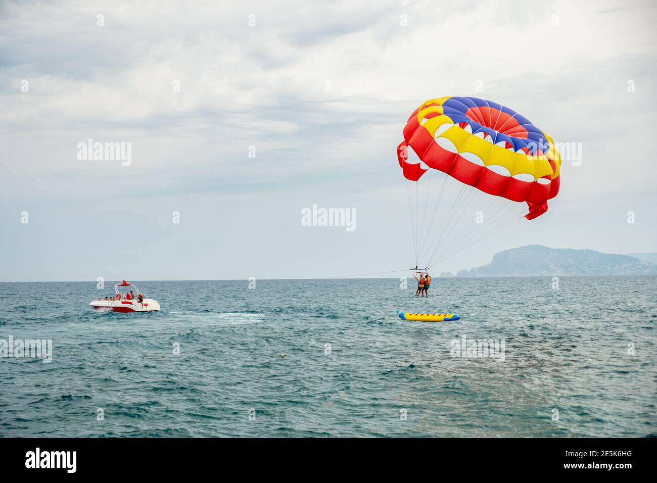 Colorful hot air balloon over the sea Stock Photo - Alamy