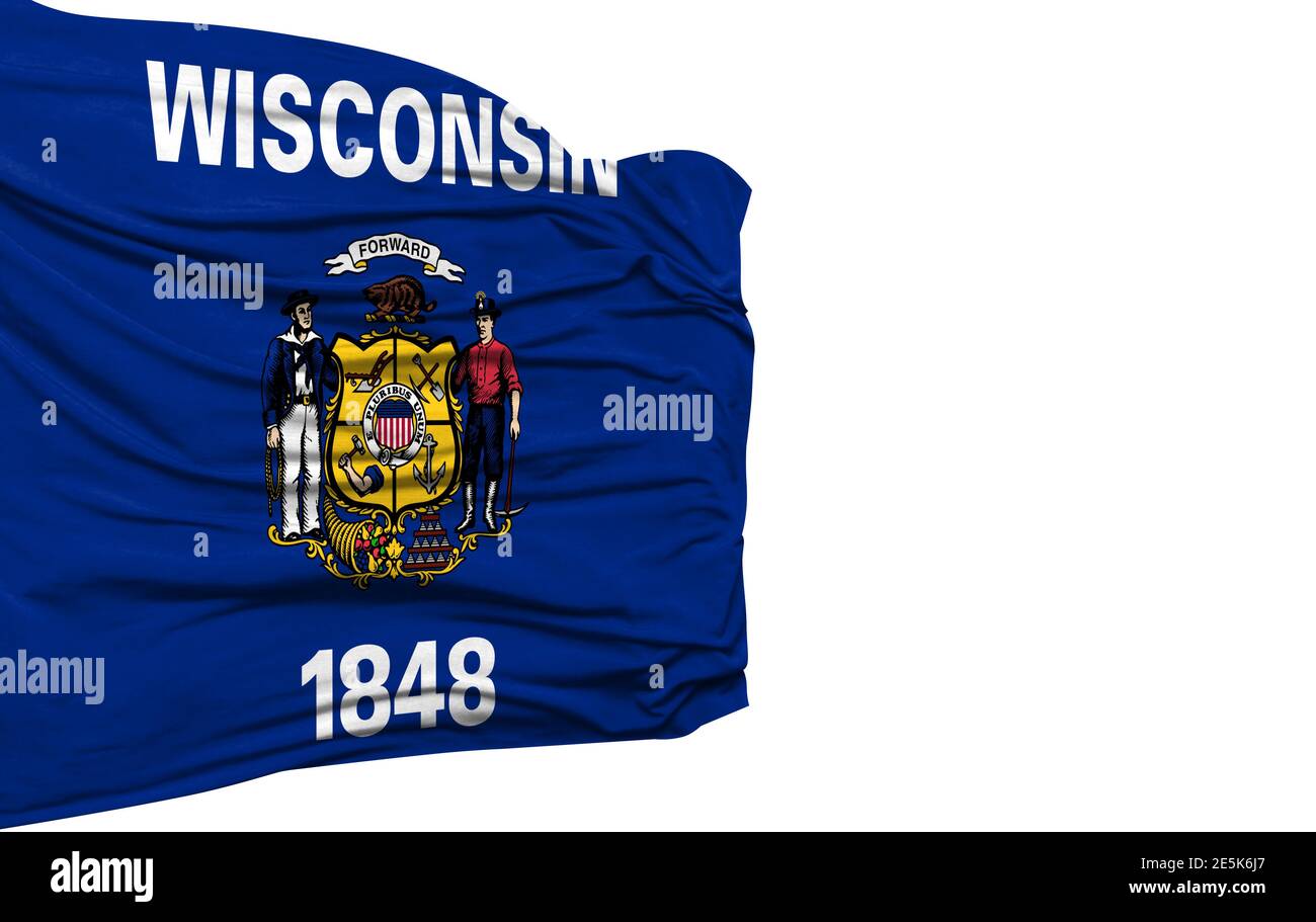 State of Wisconsin flag isolated on white background Stock Photo - Alamy