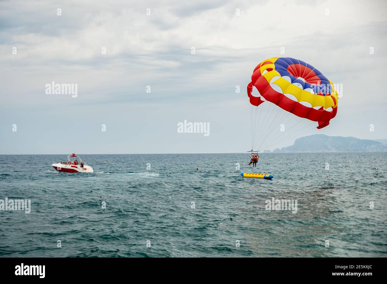Colorful hot air balloon over the sea Stock Photo - Alamy