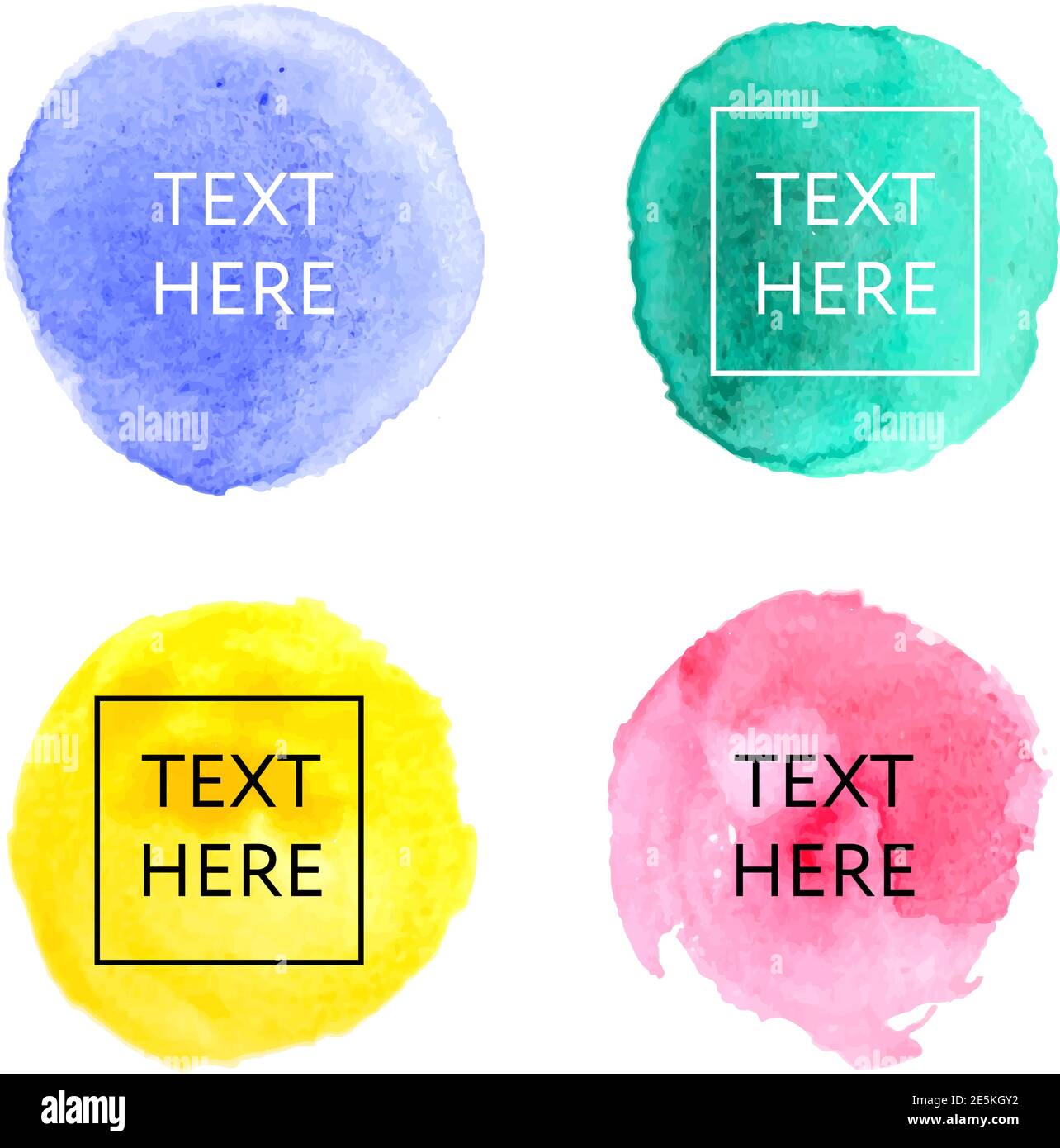 Vector watercolor ink spot. Set brush stroke on paper texture. Dry ...