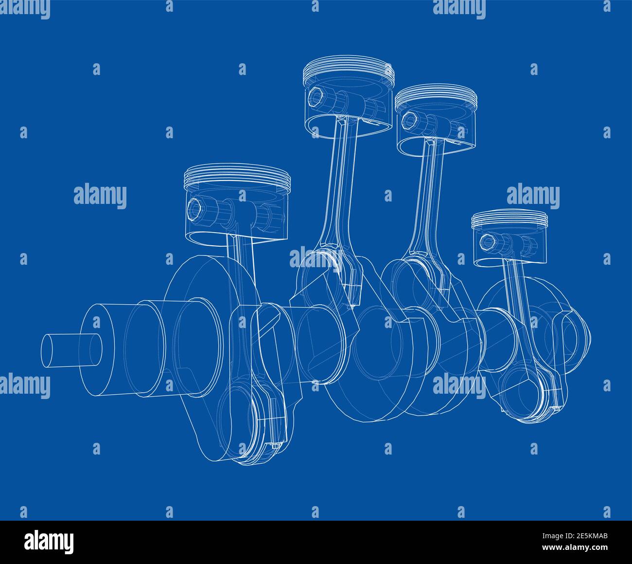 Engine crankshaft with pistons outline. Vector Stock Vector Image & Art ...