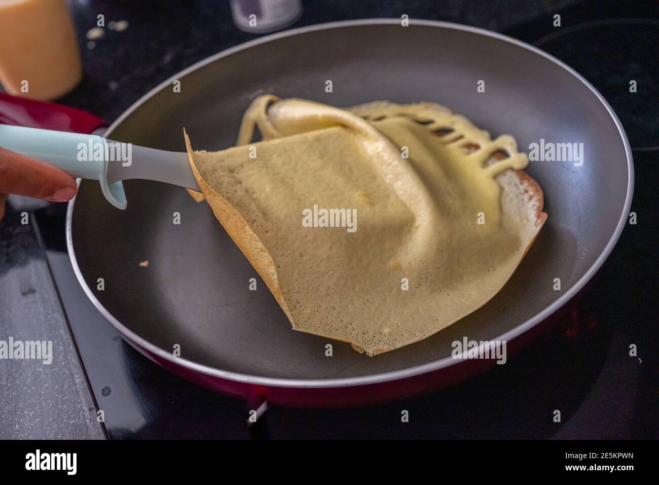 Making delicious crebe in a pan Stock Photo - Alamy