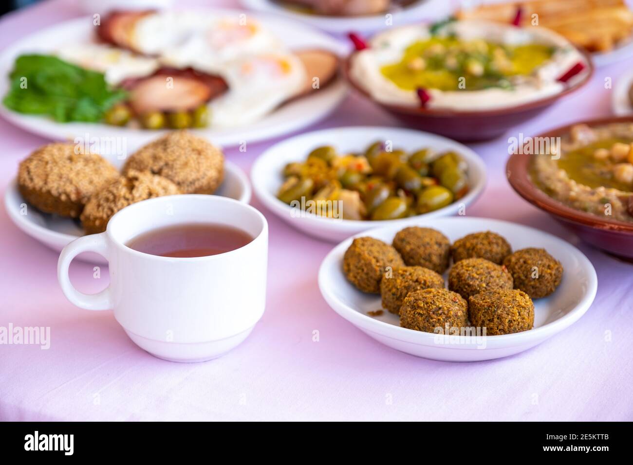 Arabic breakfast table full of tasty dishes Stock Photo - Alamy