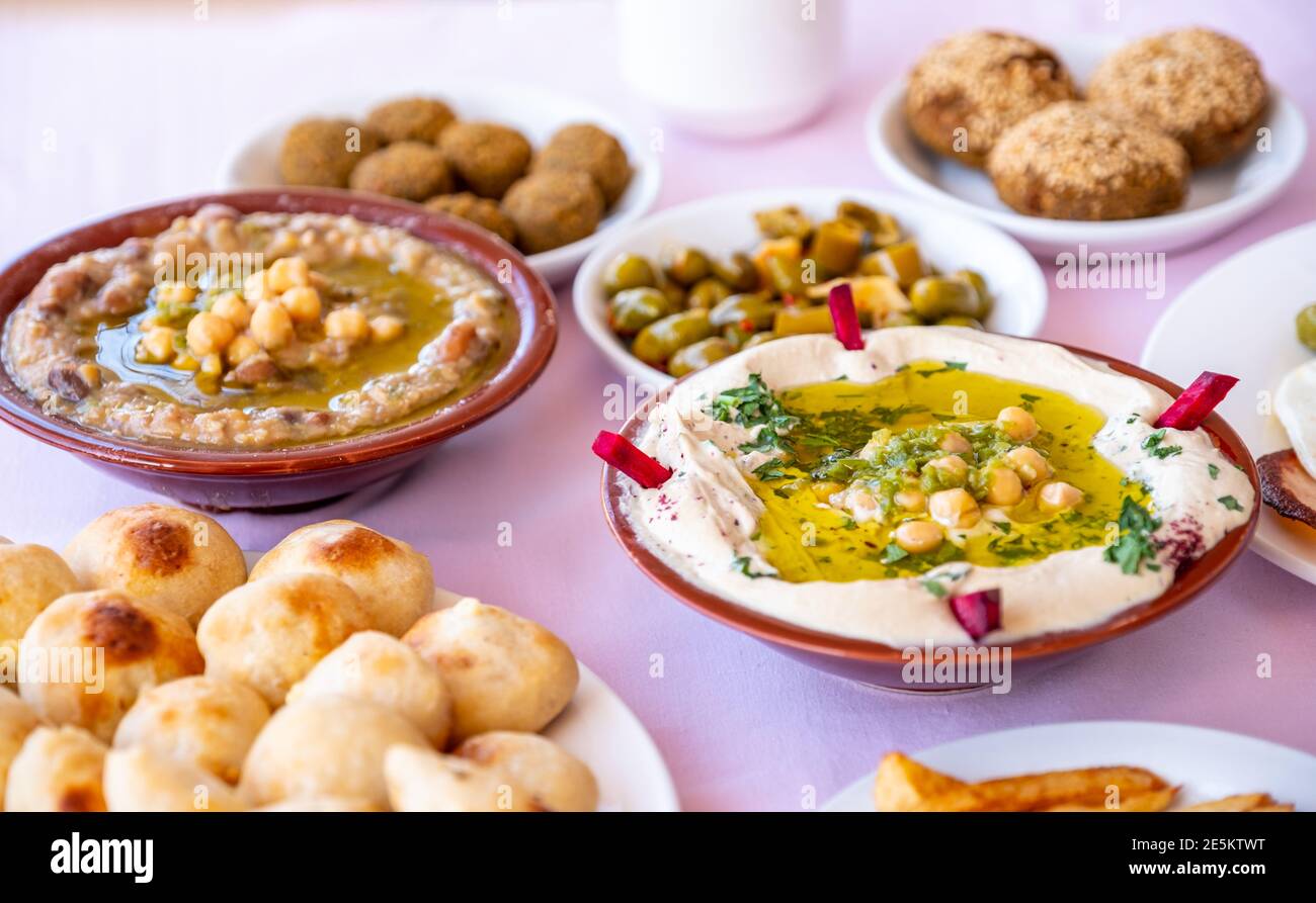 Arabic breakfast table full of tasty dishes Stock Photo - Alamy