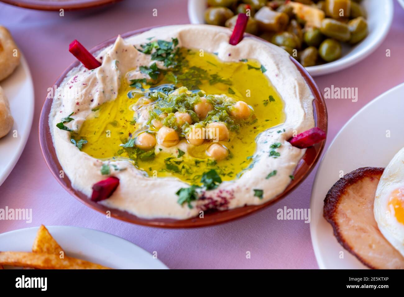 Arabic breakfast table full of tasty dishes Stock Photo - Alamy