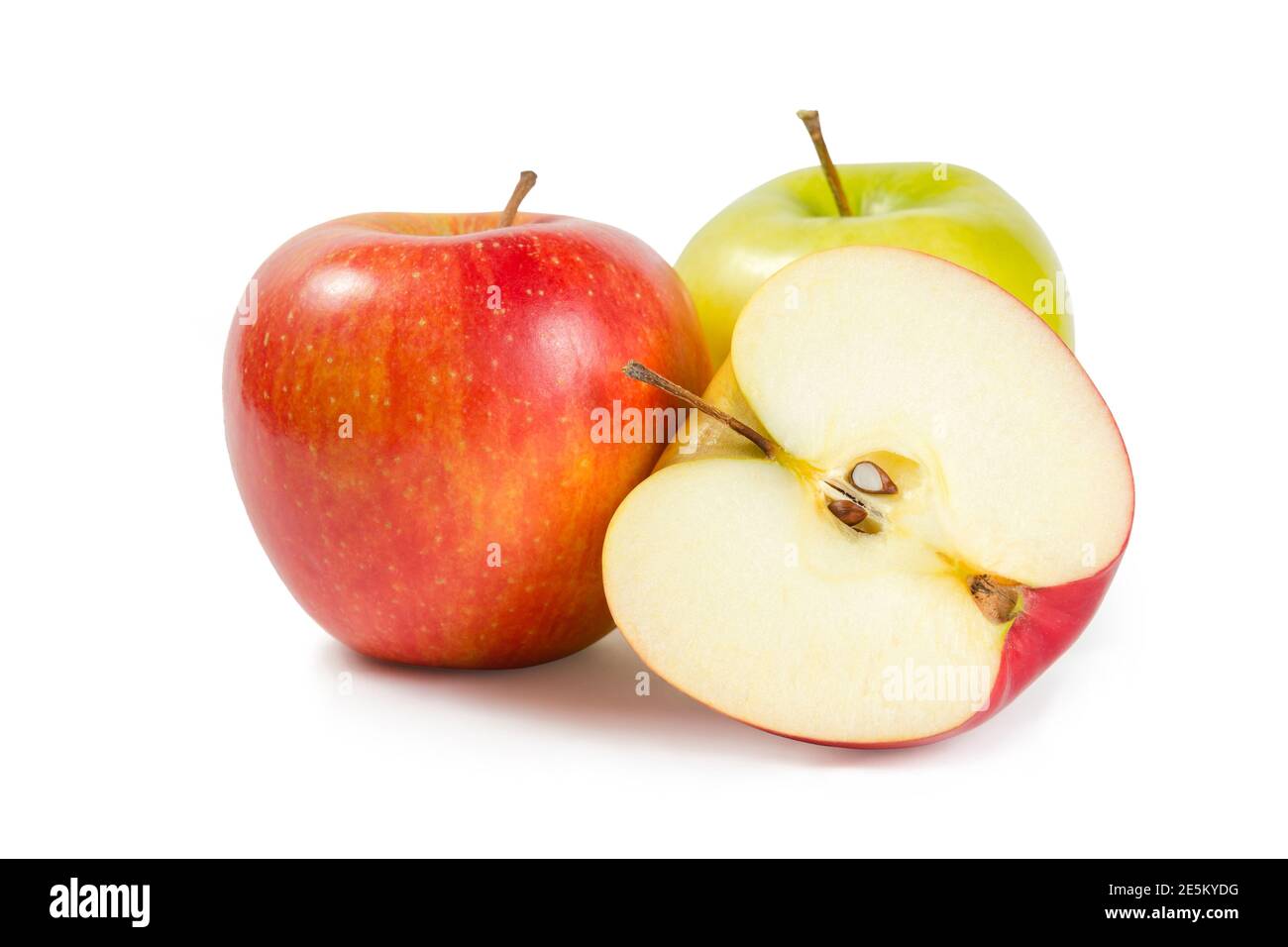Red and green apple with slice isolated on white background Stock Photo ...