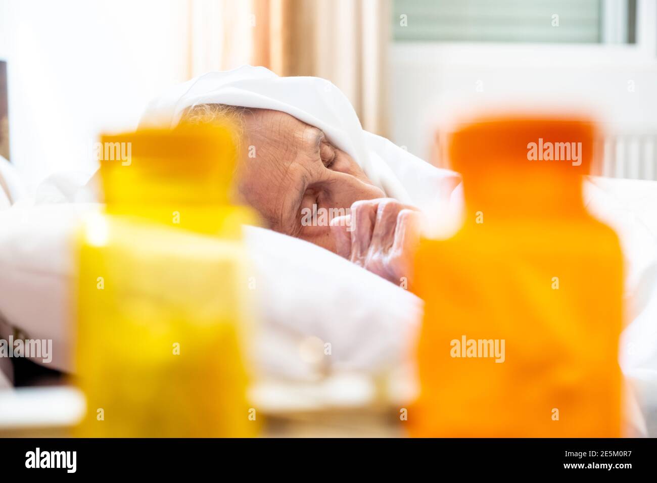 Old woman feels so sick Stock Photo - Alamy