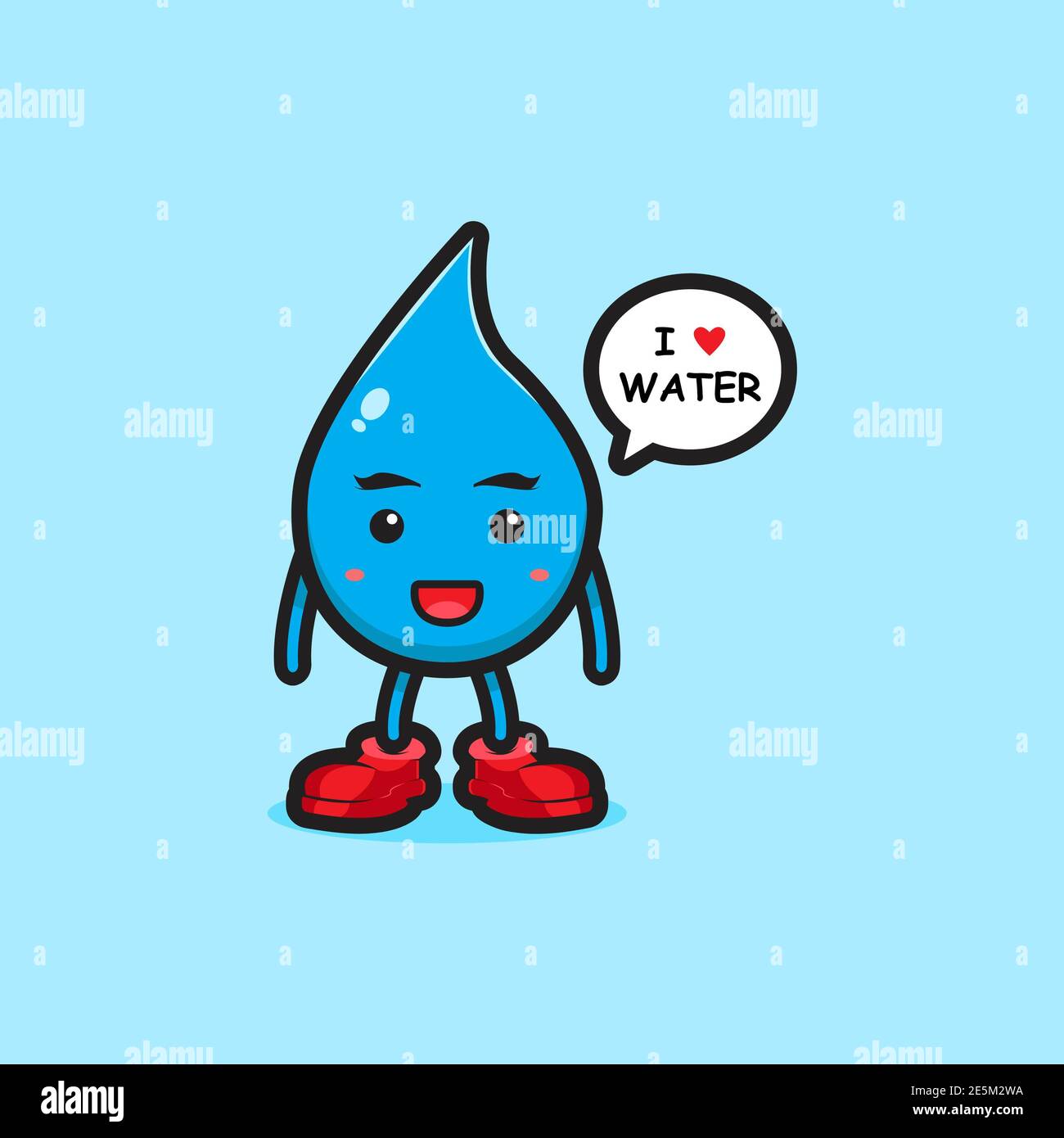 Cute water character speak i love water cartoon vector icon ...