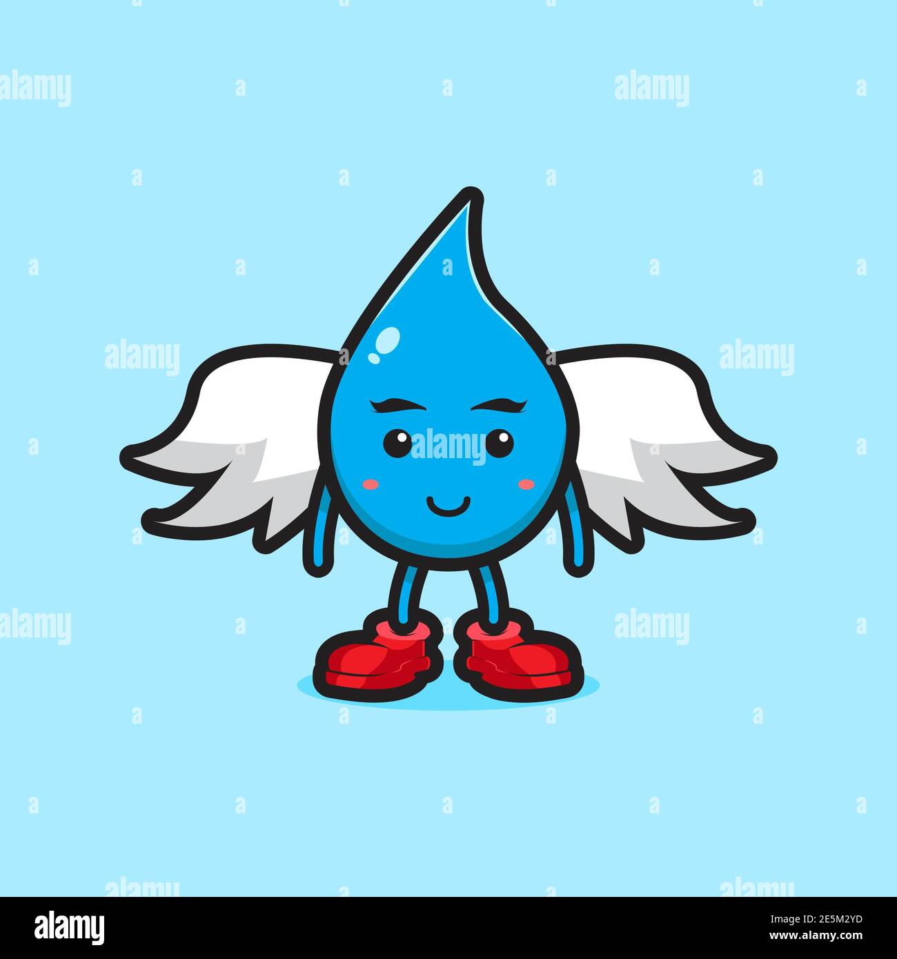Cute water character with wing cartoon vector icon illustration. World ...