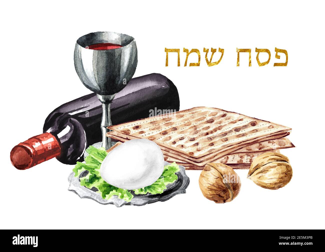 Passover seder traditional meal. Pesach card. Concept of jewish ...
