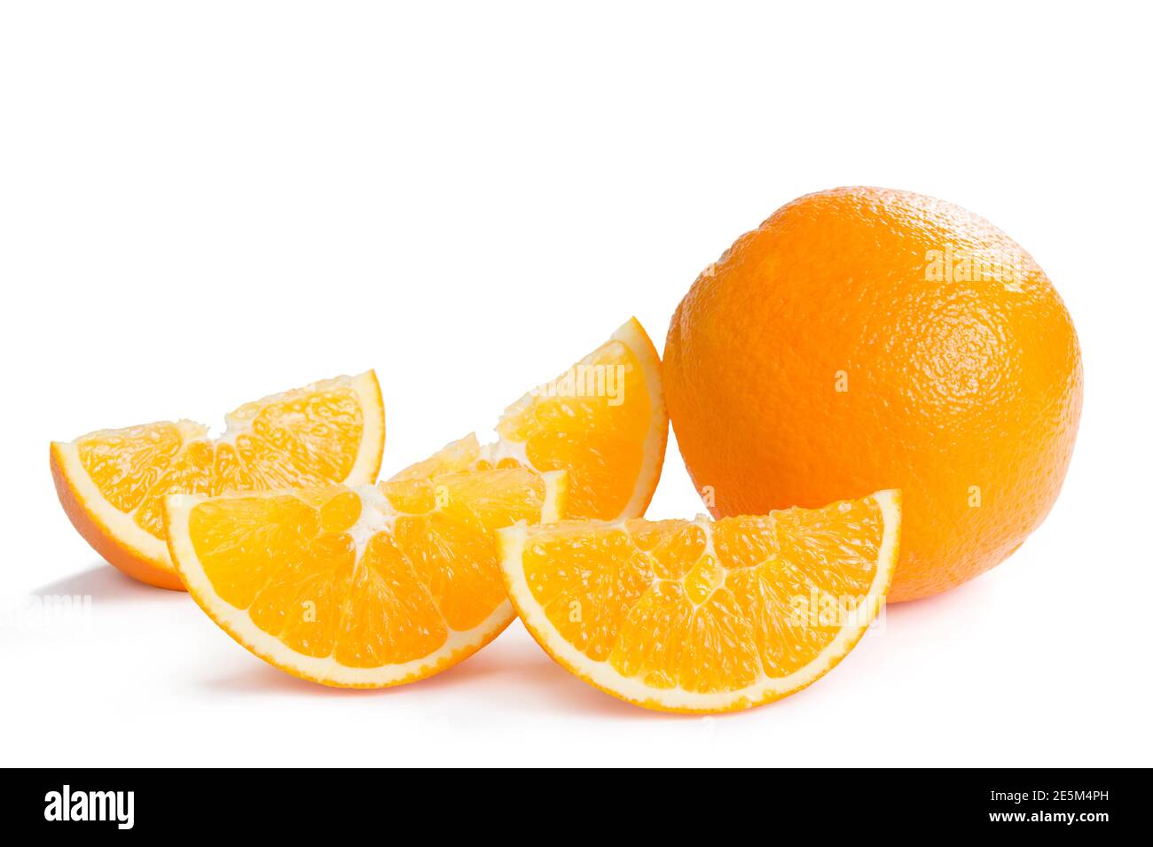 Ripe orange fruit and his segments isolated on white background Stock ...