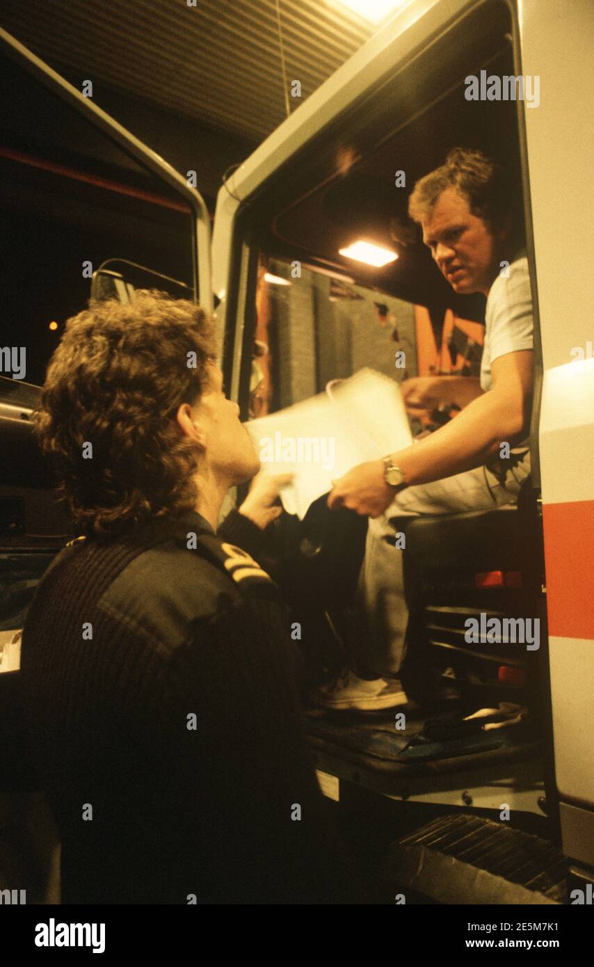 Customs officers checking documents and freight in Port of Dover ...
