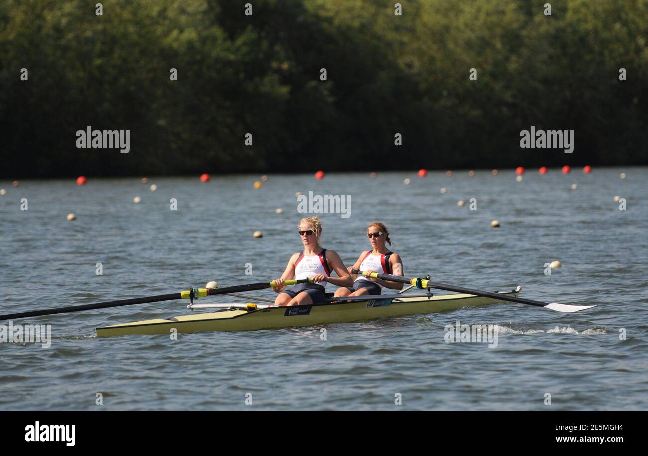 Helen Glover with Pllly Swann, Pinsent-Redgrave Rowing Lake, River ...