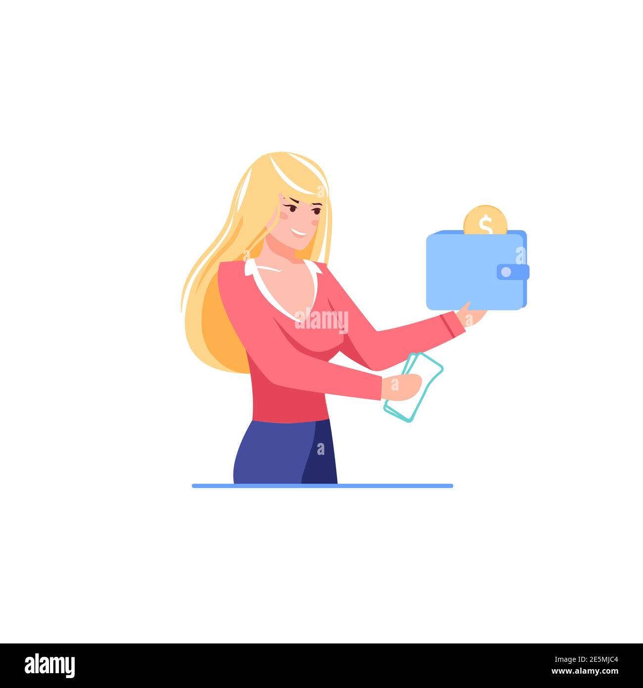 Flat cartoon character spend money,vector illustration concept Stock ...