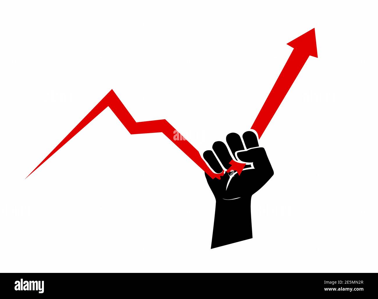 A person's hand breaking a stock market and financial chart and forcing ...