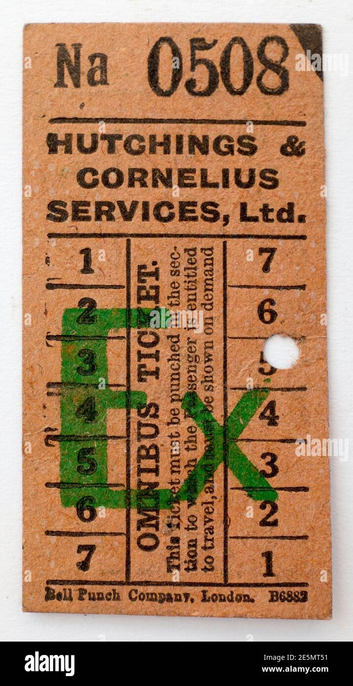 Old Omnibus Bus Ticket Stock Photo - Alamy
