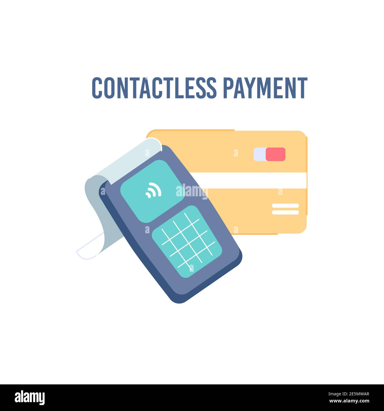 Flat cartoon nfc contactless card payment,vector illustration concept ...