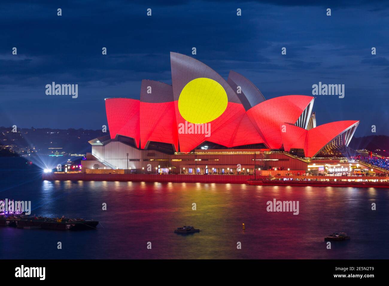 An Aboriginal flag is projected onto Sydney Opera House in Australia as ...