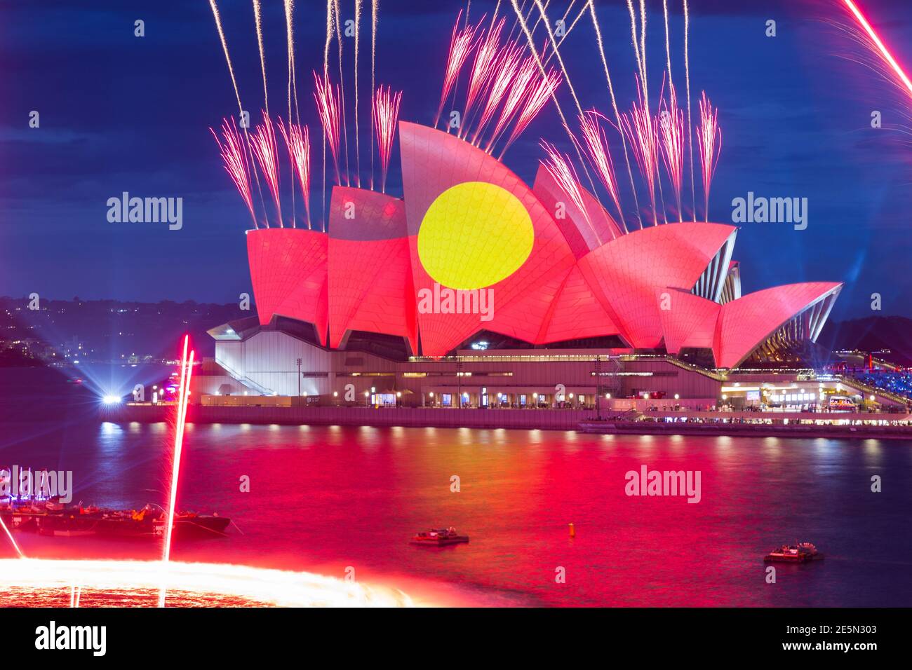 An Aboriginal flag is projected onto Sydney Opera House in Australia as ...