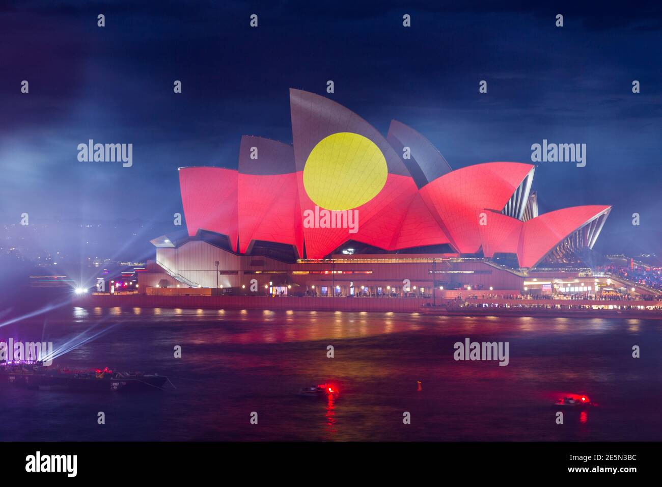 An Aboriginal flag is projected onto Sydney Opera House in Australia as ...