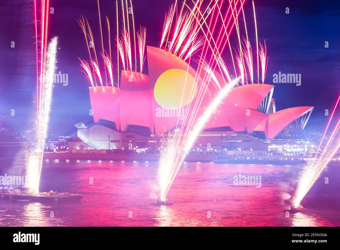 An Aboriginal flag is projected onto Sydney Opera House in Australia as ...
